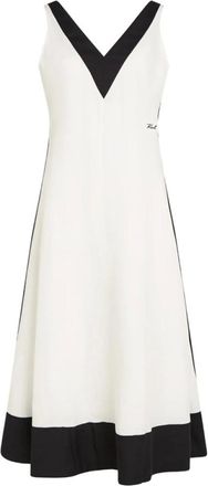 Karl Lagerfeld Femme, Robes, Blanc, Taille: 36 FR Robe Midi &agrave; Col en V