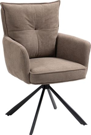 Novel Armlehnstuhl, Braun, Metall, Textil, Stativgestell, 60x95x67 cm, Handmade in China, Sitzfl&auml;che 180&deg; drehbar, Esszimmer, St&uuml;hle, Esszimmerst&uuml;hle, Armle