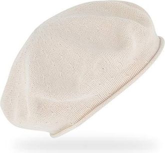 Fiebig Basque en tricot fin avec bord roulé | Béret en coton | Béret en laine légère dans de nombreuses couleurs, naturel, taille unique