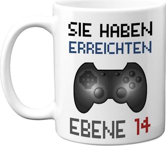 Stuff4 14. Geburtstag Gamer Geschenke - Sie Haben Erreichten Ebene 14 Tasse - Zocken Gaming Videospiel Tasse für Jungs und Mädchen, 325 ml Premium-Keramiktas