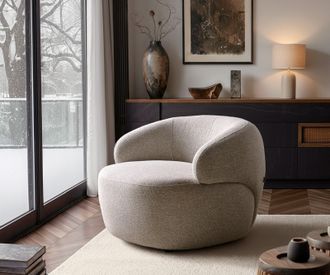 DELIFE Loungesessel Nova 88x88 cm Webstoff Soft Beige, Cocktailsessel