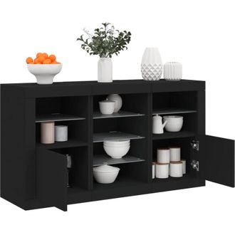 vidaXL Sideboard mit LED-Leuchten Schwarz 123x37x67 cm - Vidaxl