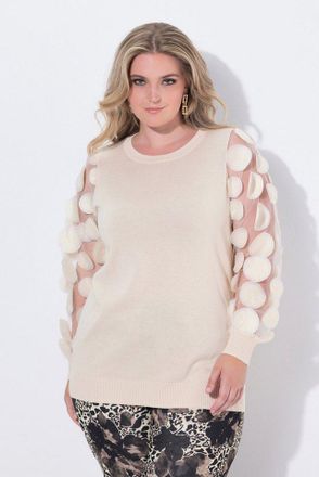 Miamoda Strickpullover Pullover Komfort Fit Langarm mit 3D-Applikationen