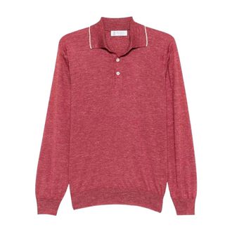 Brunello Cucinelli Polo avec d&eacute;tails - Homme - Tops - Rouge - Taille: 2XL