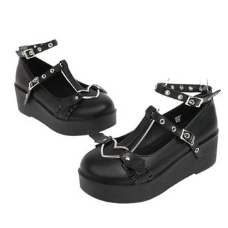 Garneck Abaodam Chaussures &agrave; Semelle &Eacute;paisse pour Femmes Mod&egrave;le &agrave; Bout Rond Cuir Synth&eacute;tique Noir Taille 35 Chaussures &Eacute;l&eacute;gantes et Confortables pour Cosplay 