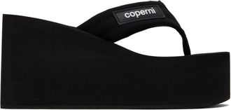 Coperni Femme, Chaussures, Noir, Taille: 39 EU Sandales Compens&eacute;es Noires avec Logo Appliqu&eacute;