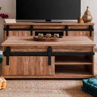 M&S Collection M&s - Table basse 2 niches 100x60x40 cm ch&ecirc;ne fonc&eacute; - ozir