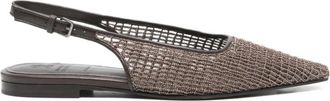 Brunello Cucinelli Verzierte Slingback-Ballerinas aus Mesh - - Shoes - Damen - Braun - 40 EU