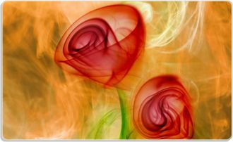 Wallario Fr&uuml;hst&uuml;cksbrettchen aus Glas, Glasunterlage, Glasbrettchen Abstrakte Rosen, Gr&ouml;&szlig;e 14 x 23 cm, Sicherheitsglas