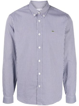 Lacoste chemise boutonn&eacute;e &agrave; carreaux vichy - Bleu