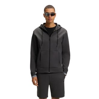 HUGO BOSS Hoodie mit durchgehendem Rei&szlig;verschluss f&uuml;r Herren, Sport, Stretch (Dunkelgrau)