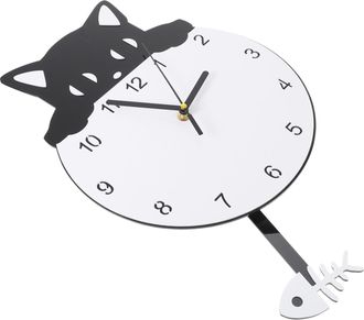 BESPORTBLE Moderne Stille Acryl Wanduhr mit Katzenmotiv Dekorative Wohnzimmer Kinderzimmer Uhr Ger&auml;uschlos Energiesparend mit Zuf&auml;lligem Accessoire Stil f&uuml;r Schl