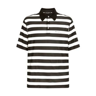 Dolce & Gabbana Kurz&auml;rmeliges Polohemd aus Seidenjersey mit Streifenmuster - - Tops - Herren - Mehrfarbig - XL
