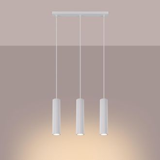 Sollux Lighting Hängelampe Pendelleuchte Hängeleuchte Deckenlampe Lampe Decke Aluminium LED-Glühbirne 3000K warmes Weiß Licht 3 Flammig 45 x 5,6, x 98 cm GLOOW Weiß