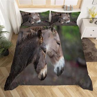 Generic Housse de Couette 240 x 260 &acirc;Ne Parure de Lit 3D Imprim&eacute;e Microfibre Animaux de la Ferme Housse Couette 2 Personnes avec Fermeture &eacute;clair + 2 Taie dor