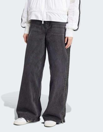 adidas Originals Adilenium Season 3 - Denim-Jeans in dunkler Waschung mit seitlichem Rei&szlig;verschluss-Schwarz