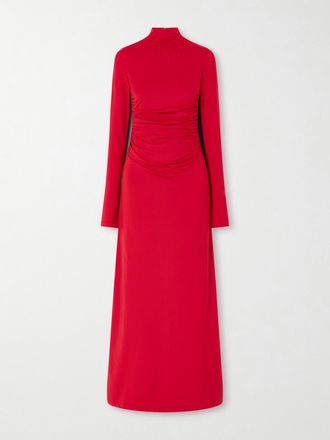Altuzarra Jazmina Maxikleid Aus Stretch-jersey Mit Stehkragen Und Raffungen - Rot