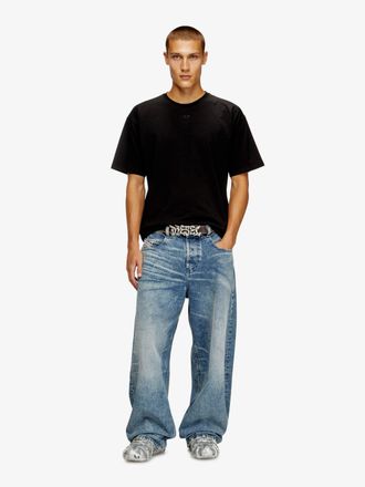 Diesel Mens T-Shirt Embroidered Black Cotton T-Shirts And Polos