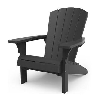 Keter Alpine Adirondack Chair, Outdoor Gartenstuhl aus Kunststoff mit Getränkehalter, grau, wetterfest, amerikanischer Design-Klassiker, für Garten, Terrass