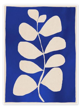 Posterlounge Abstrakte minimale Pflanze in Kobaltblau Poster von ThingDesign 30 x 40 cm Blau Wandbilder Wanddeko