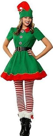 Generic Ensembles Costumes de Lutin de No&euml;l pour Famille Ado et Enfant, Tenue Festives avec D&eacute;tails Authentiques Rouge et Vert, D&eacute;guisements Parfaits pour C&eacute;l