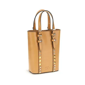 Valentino Garavani Mens Beige Calf Leather Bos Taurus Shoulder Bag