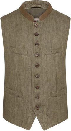 Meindl Trachtenweste Lorenz aus Leinen mit Fischgr&auml;tmuster in