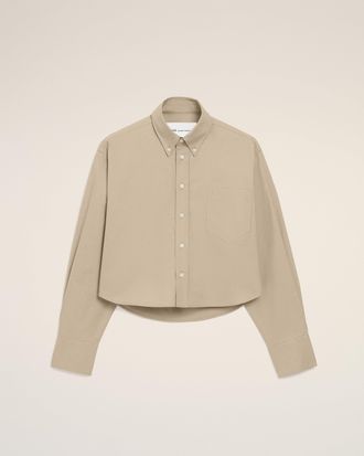 Ami Chemise Courte Beige Ami De Coeur Emboss&eacute; en Coton Beige Taupe - 32 - Femme