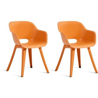 Keter Akola Gartenstuhl - 2 St&uuml;ck - 55x56.5x80cm - Kunststoff - Orange - Schalenstuhl mit ikonischen Design - wetterbest&auml;ndig - einfach zu montieren