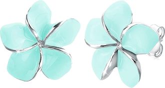 Elli Ohrringe Damen Frangipani Blüte Mint Emaille in 925 Sterling Silber