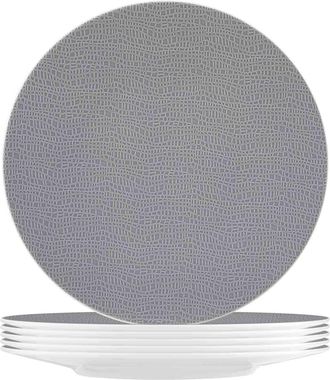 SELTMANN WEIDEN Life Fashion Elegant Grey Speiseteller 6er Set, 28 cm, Flache Essteller mit modernem Strukturdesign, Mix & Match Geschirr, Porzellan, Grau/Wei&szlig;