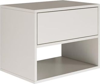 Selsey Nachttisch Hängend Schwebender Weiß Farbe 50B x 36T x 40H cm Nachtschrank mit Schublade in Minimalistischer - Push-to-Open - Skandinavischen Platzspar