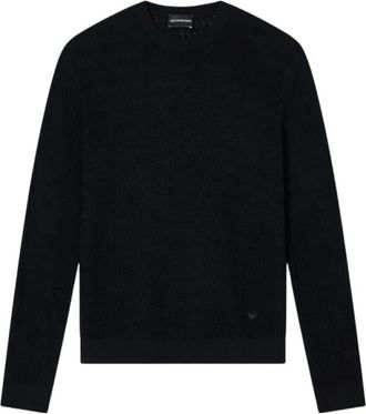 Emporio Armani Homme, Pulls, Noir, Taille: S Pull en Laine Vierge avec Motif Jacquard Gaufr&eacute;