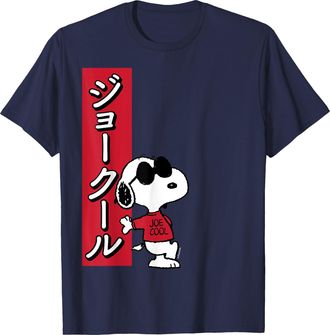 Peanuts Joe Cool T-Shirt - Damen, Unisex-Kinder, Unisex-Erwachsene - Blau, S - Kurzarm, Klassisch, Cartoon