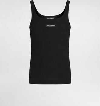 Dolce & Gabbana Ribbed Tank Top - Frau T-shirts Und Sweatshirts Schwarz Baumwolle 42