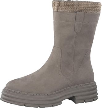 Marco Tozzi Damen Stiefel ohne Absatz mit Stoffbund Plateau, Beige (Smoke Comb), 39