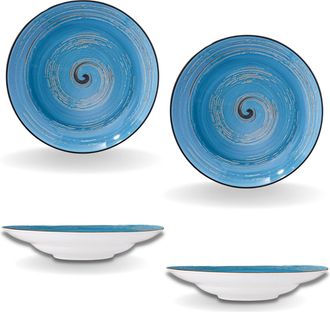 Wilmax England Wilmax | SPIRAL tiefe Teller - 2 St&uuml;ck | Elegant | Modern | Langlebig | Sicher | Glasiertes Porzellan | Kratzfest | Sp&uuml;lmaschinengeeignet | F&uuml;r Suppen