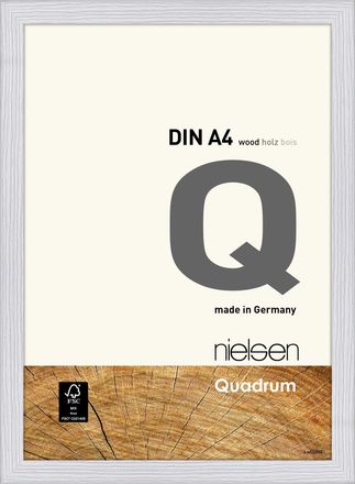 Nielsen Design Bilderrahmen, 21 x 29,7 cm (A4), Holz, Weiß, Dokumentenrahmen zum Aufhängen im Hoch- & Querformat, Echtglas, Quadrum