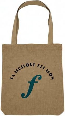 Fabulous Sac Shopping Tote Bag Aspect Lin - La musique est mon Fort&eacute; Musique Musicien Classique - Sac de Courses Toile Epaisse 360g Beige Naturel Cabas Port&eacute; E