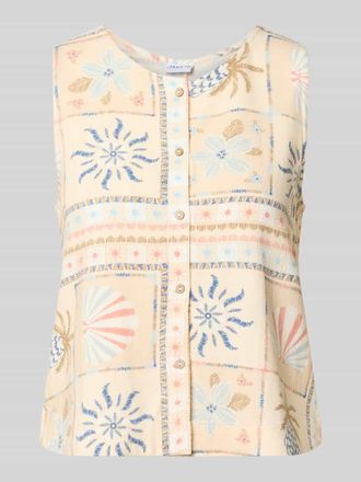 Jake*s Casual Blusentop aus Viskose-Leinen-Mix mit Knopfleiste