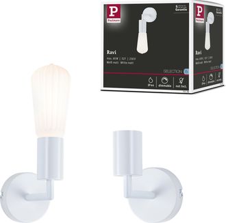 Paulmann 71138 Wandleuchte Ravi IP44 E27 max. 60W Weiß matt Wandlampe ohne Leuchtmittel