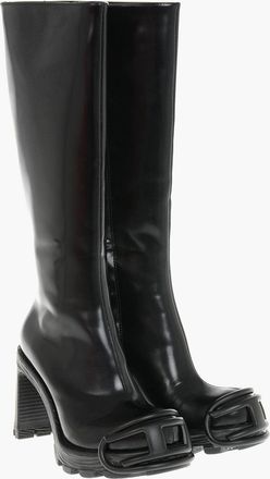 Diesel Stiefel D-HAMMER Aus Geb&uuml;rstetem Leder Mit Tonalem Oval-D-Logo Absatz 10 cm Diesel