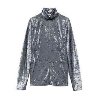 Forte_Forte Grauer Crushed-Velvet Rollkragenpullover - - Tops - Damen - Grau - M