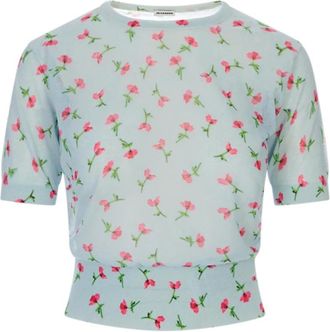 Jil Sander Femme, Blouses et Chemises, Bleu, Taille: 42 FR T-shirt &agrave; manches courtes
