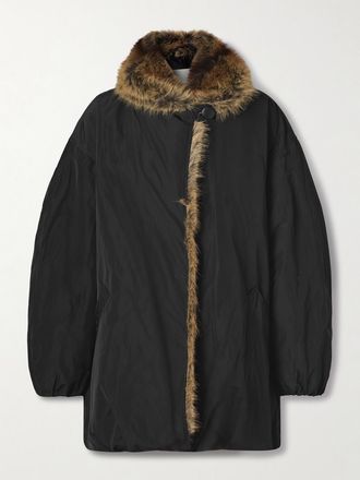 Isabel Marant Cardine Jacke Aus Wattiertem Shell Mit Besatz Aus Plüschmaterial - Schwarz