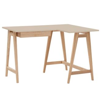 Norrwood home24 Eckschreibtisch 115cm Schublade links Braun/Sandgrau