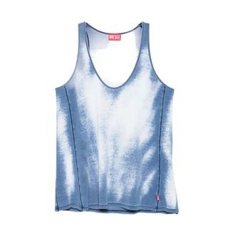 Diesel Femme, Tops, Bleu, Taille: 40 FR Canotta in cotone tinto in capo