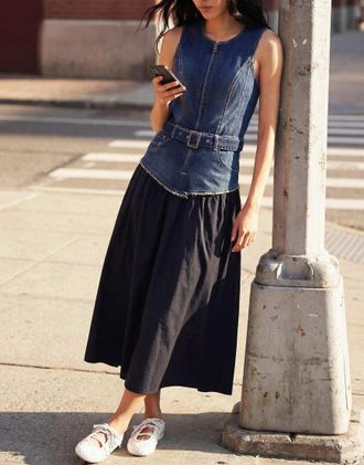 Desigual Denim Combined - Kleid in Schwarz-Blau