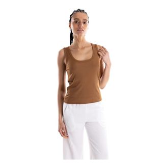Marella Rippstrick-Tanktop aus Viskose - - Tops - Damen - Braun - M