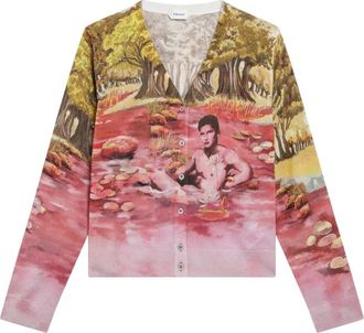Versace Femme, Pulls, Multicolore, Taille: 42 FR Cardigan en soie imprim&eacute;e